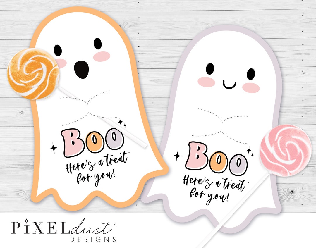 Cute Ghost Treat Holder Printable Halloween Card, Halloween Party ...