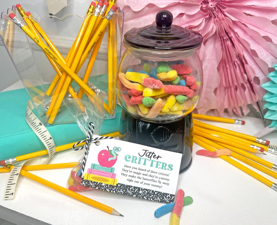 Printable Book Worms & Jitter Critters Gummy Worm Treat Tags for ...