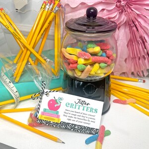 Printable Book Worms & Jitter Critters Gummy Worm Treat Tags for ...