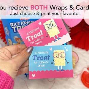 Printable Rice Krispy Treat Valentine Cards, Rice Cereal Treats ...