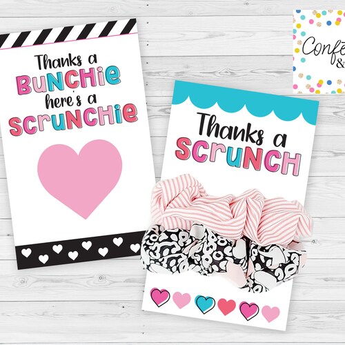 Scrunchie Thank You Cards Tween Girl Birthday Party Favor - Etsy