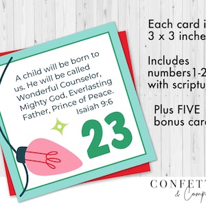 Christmas Countdown Printable Advent Calendar Scripture Cards for Kids ...