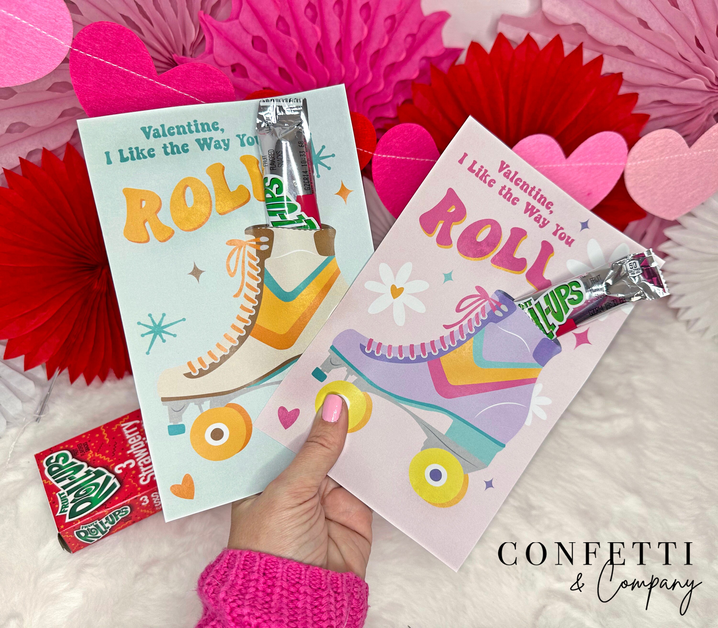 Retro Roller Skate Valentine Treat Holder Printable Cards - Etsy