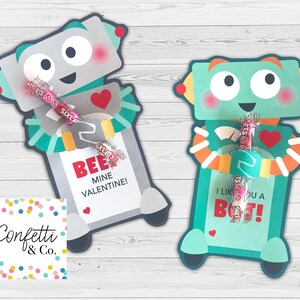 Robot Valentine Treat Holder Printable Cards, Printable Candy Hugger ...