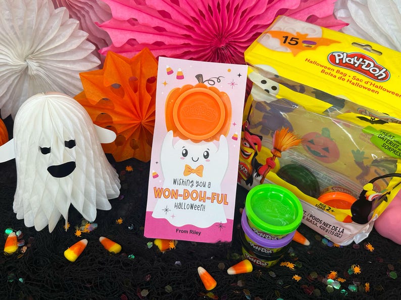 Play Dough Halloween Ghost Gift Printable Cards, Halloween Classroom ...