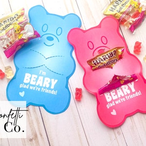 Gummy Bear Valentines, Printable File Cards, Beary Glad We're Friends ...