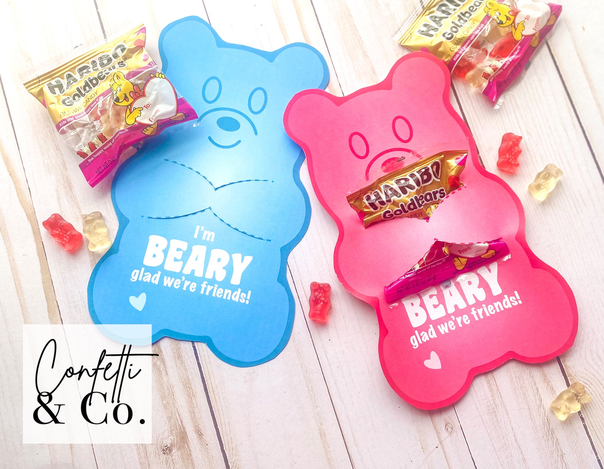 Gummy Bear Valentines Printable File Cards Beary Glad - Etsy
