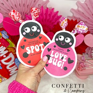 Love Bug Lollipop Printable Classroom Valentine Cards, Kids Valentine's ...