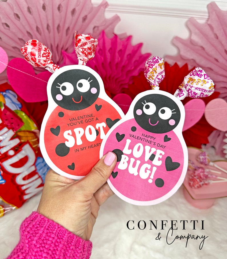 Love Bug Lollipop Printable Classroom Valentine Cards Kids - Etsy