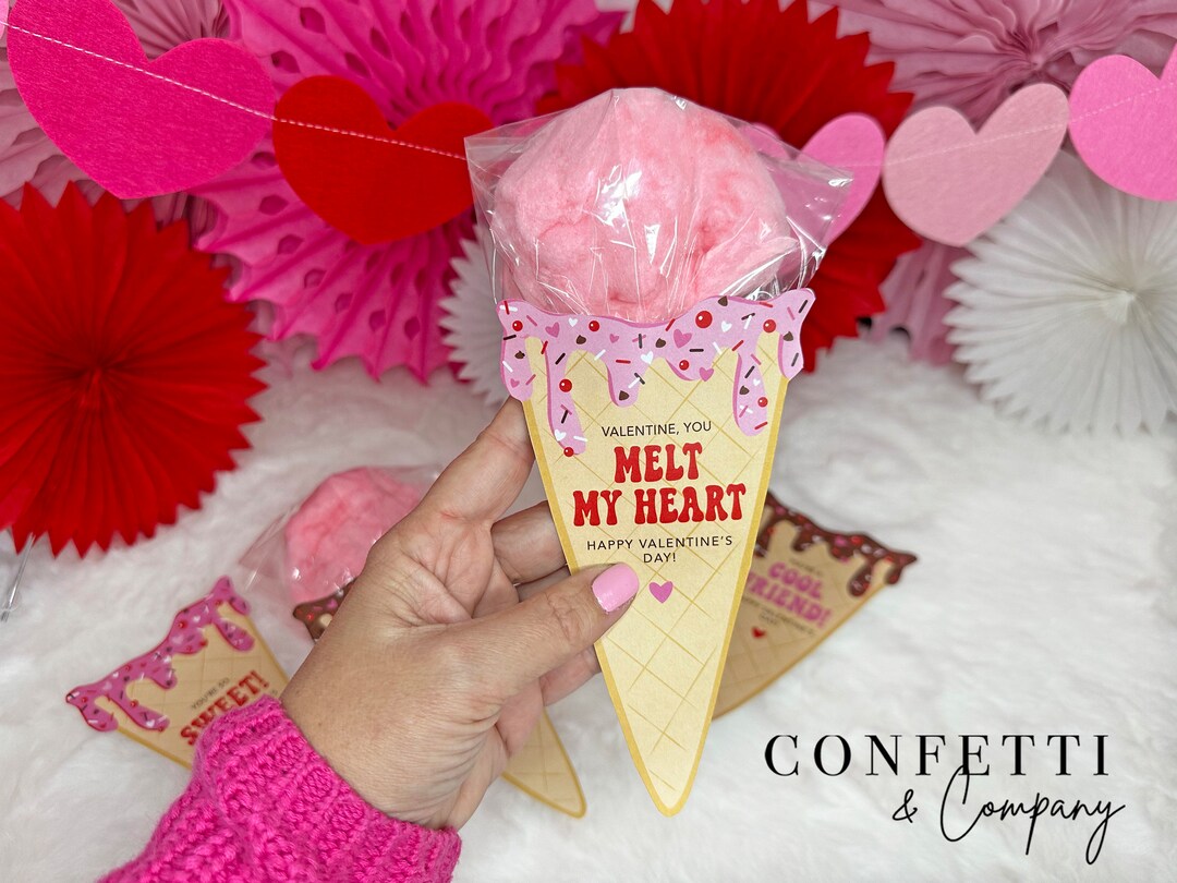 Ice Cream Cone Printable Classroom Valentine Cards, Kids Valentine's ...