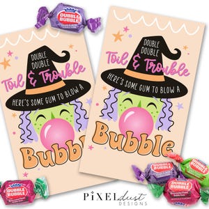 Bubblegum Witch Halloween Printable Tags, Double Double Toil and ...