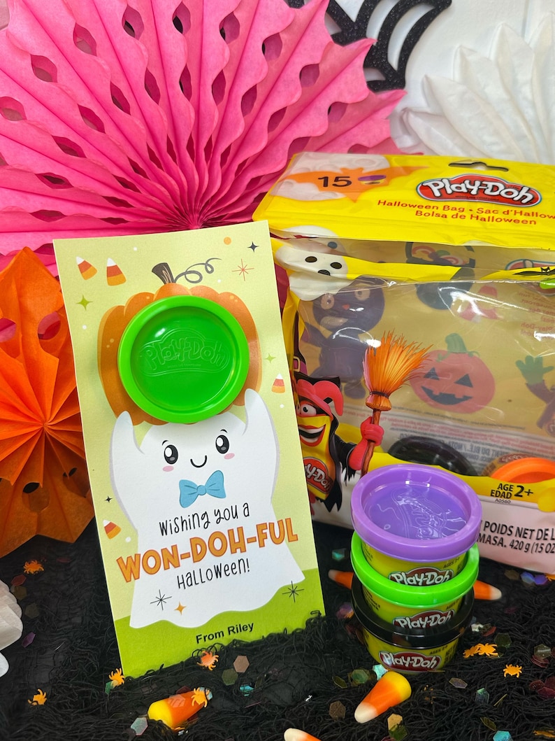 Play Dough Halloween Ghost Gift Printable Cards, Halloween Classroom ...