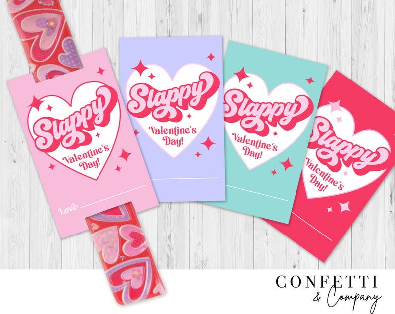 Retro Slap Bracelet Printable Valentine Cards Non-candy | Etsy