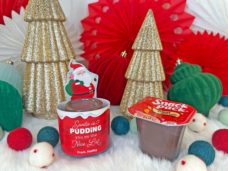 Santa Pudding Cup Printable Christmas Treat Card, Instant Download ...