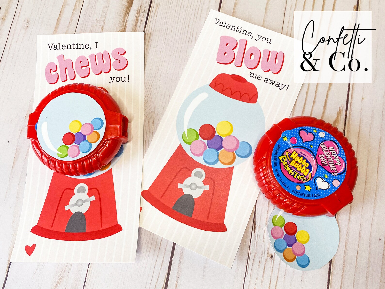 Gumball Machine Valentines Bubble Tape Valentines Printable - Etsy