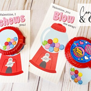 Gumball Machine Valentines, Bubble Tape Valentines, Printable Valentine ...