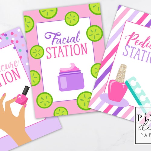 Spa Birthday Party Printable Manicure Pedicure and Facial - Etsy