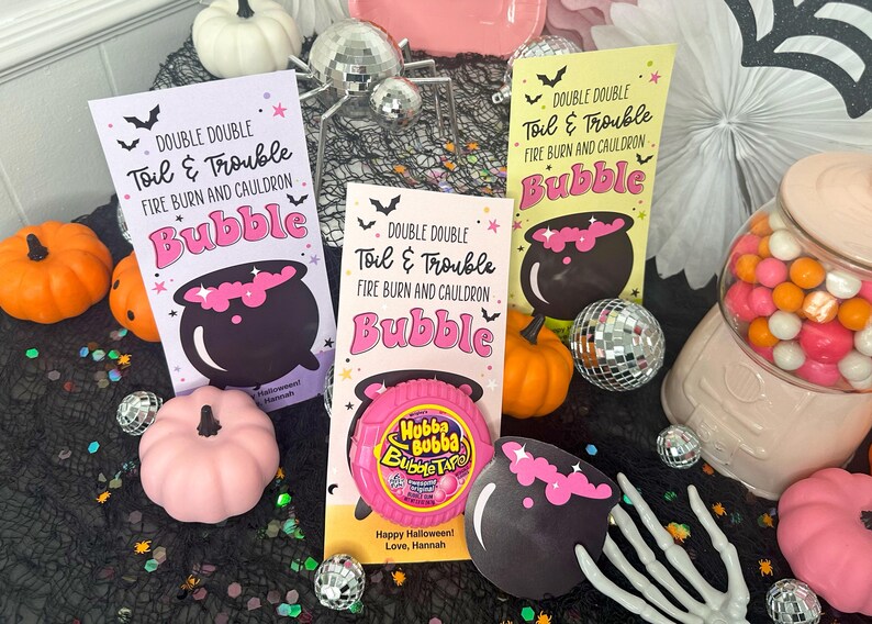 Bubble Tape Witch Cauldron Halloween Printable Card, Double Double Toil ...