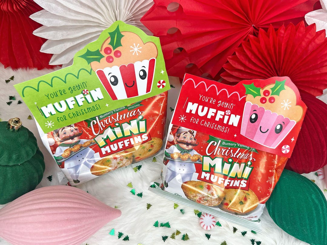 Christmas Muffin Bag Topper Treat Cards, Printable Class Treats ...