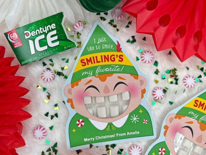 Christmas Chewing Gum Printable Treat Card, Classroom Christmas Gift ...