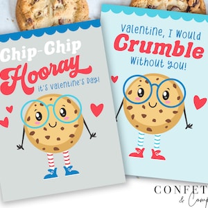 Chocolate Chip Cookie Valentine Printable Cards, Classroom Valentines ...