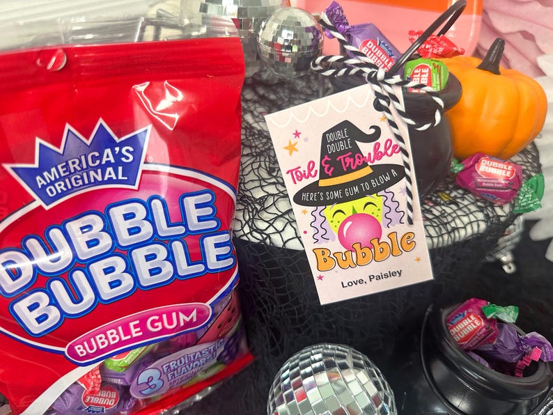 Bubblegum Witch Halloween Printable Tags, Double Double Toil and ...