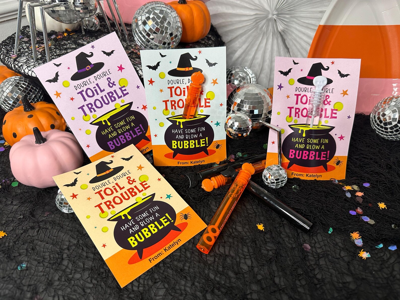 Bubble Wand Halloween Treat Cards, Kids Printable Halloween Classroom ...