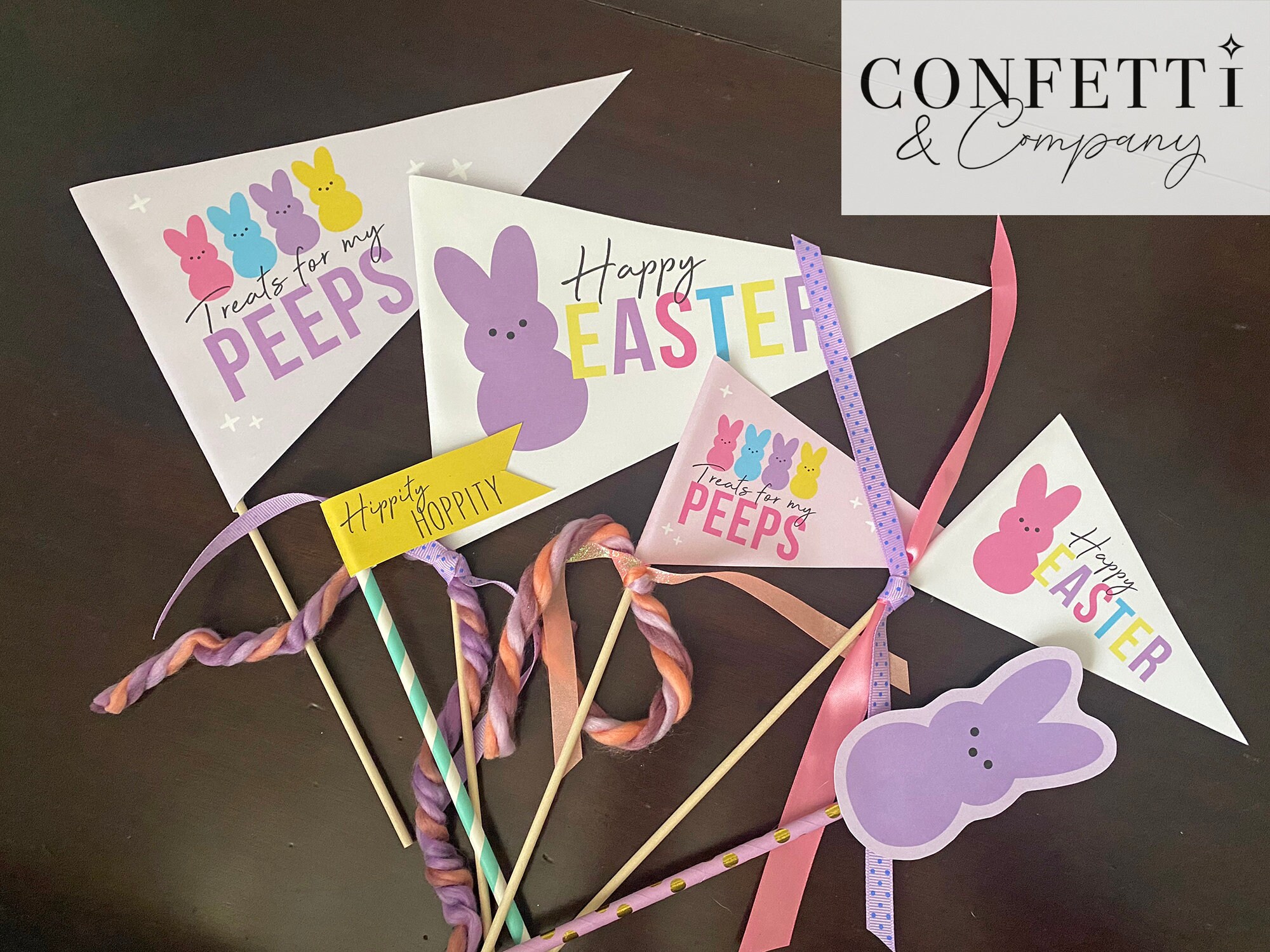 Printable PEEPS Easter Pennant Flag Set Retro Easter | Etsy