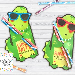 Dinosaur Valentine Treat Holder Printable Cards Printable - Etsy