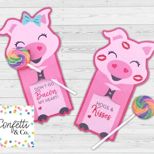 Pig Valentine Treat Holder Printable Cards, Candy Hugger, Girls Kids ...