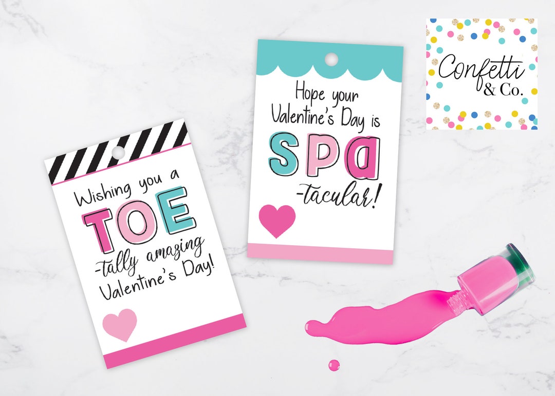 Printable Nail Polish Gift Tags, Valentine's Day Cards, Girl's ...