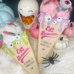 Eye Scream Halloween Printable Card, Cotton Candy Ice Cream Cone ...
