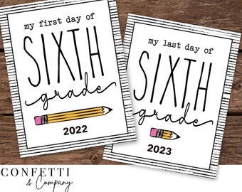 Printable First Day of School SIXTH GRADE Sign Back to School - Etsy