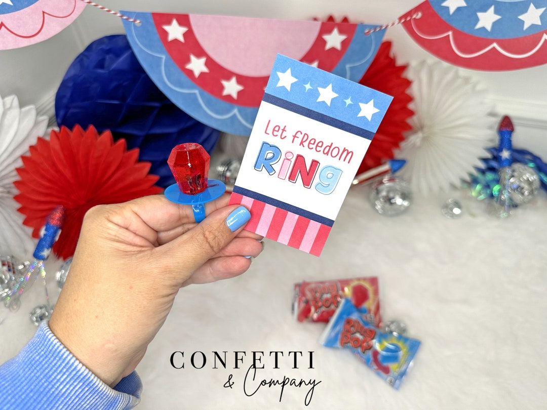 Let Freedom RING Ring Pop Card Printable Party Favors - Etsy