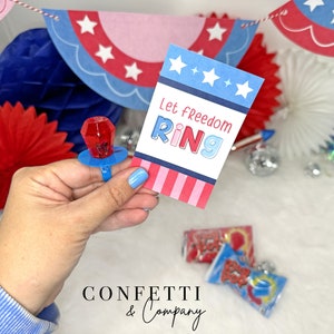 Let Freedom RING Ring Pop Card Printable Party Favors - Etsy
