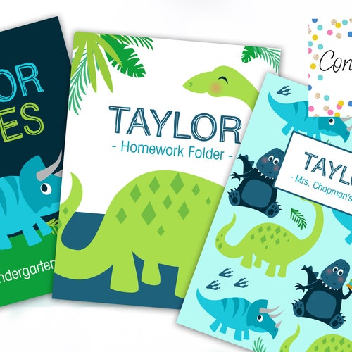 Personalized Dinosaur Printable Binder Covers Student Binder - Etsy