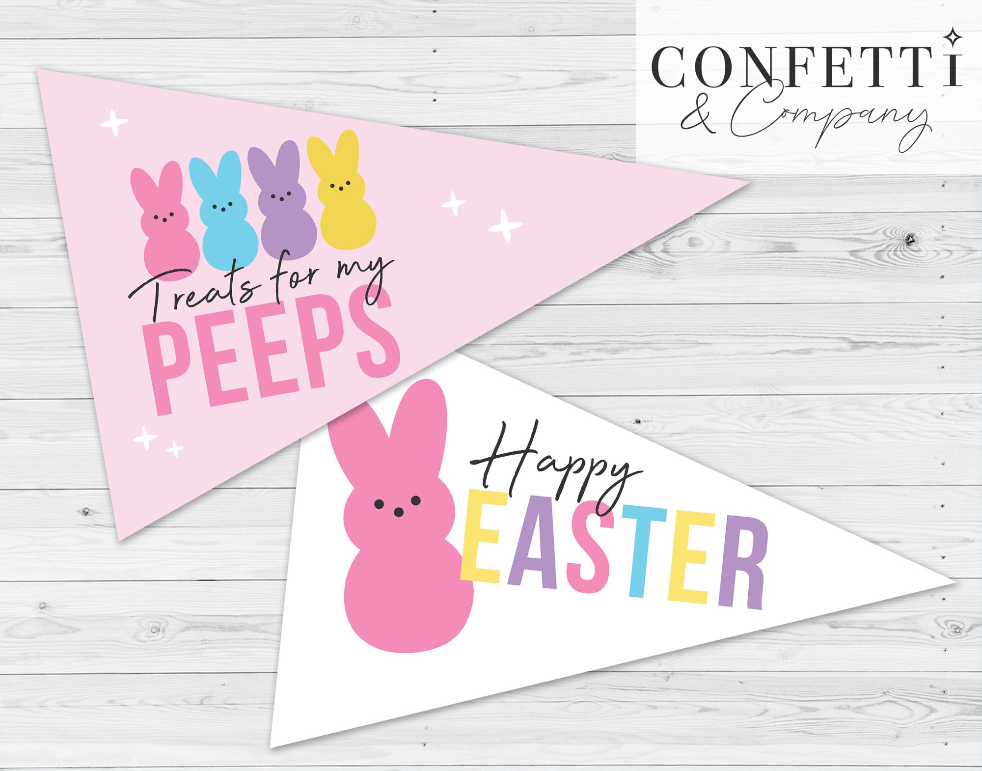 Printable PEEPS Easter Pennant Flag Set Retro Easter | Etsy