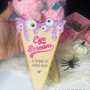 Eye Scream Halloween Printable Card, Cotton Candy Ice Cream Cone ...