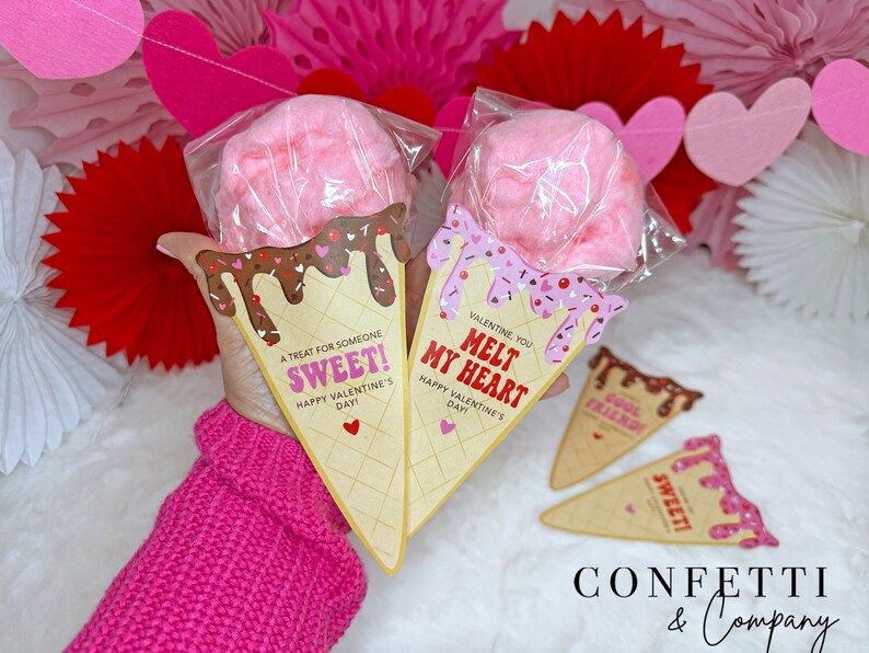 Ice Cream Cone Printable Classroom Valentine Cards Kids - Etsy