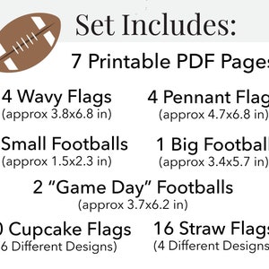 Green and White Game Day Football Pennant Flags, Digital PDF Printable ...
