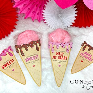 Ice Cream Cone Printable Classroom Valentine Cards, Kids Valentine's ...