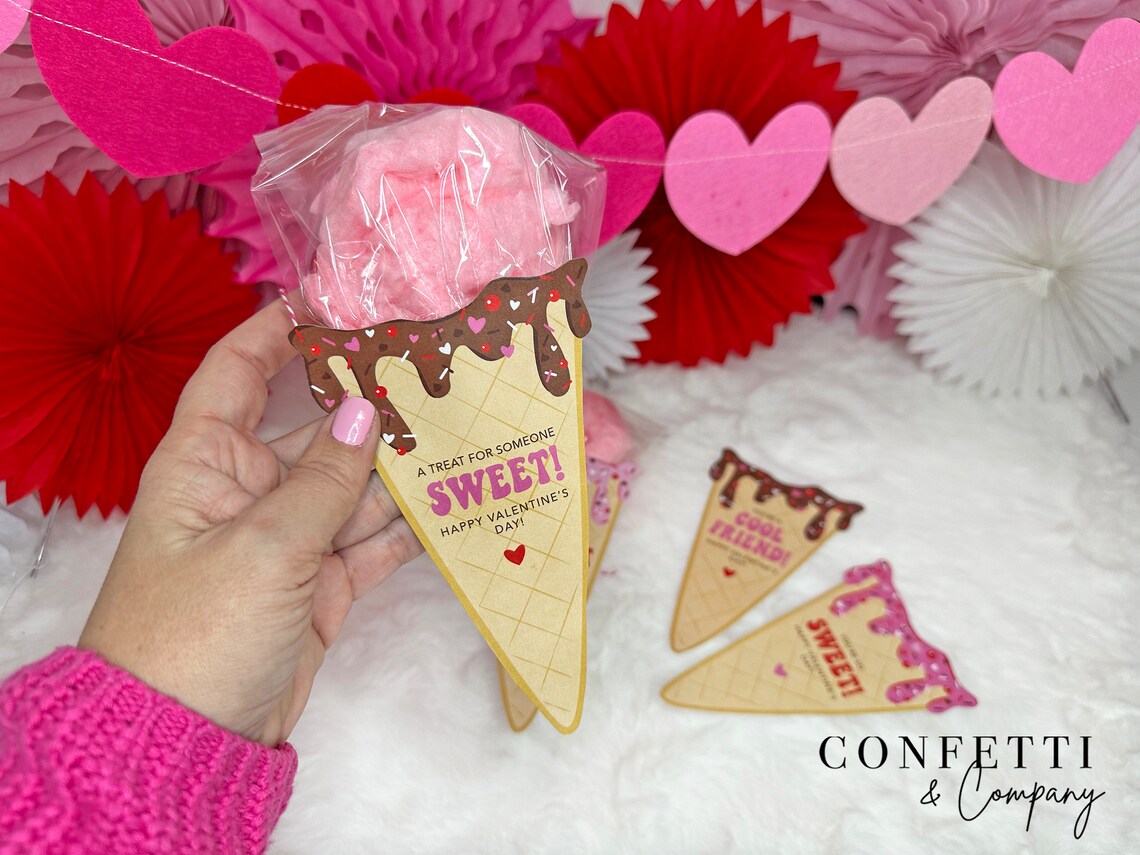 Ice Cream Cone Printable Classroom Valentine Cards Kids - Etsy