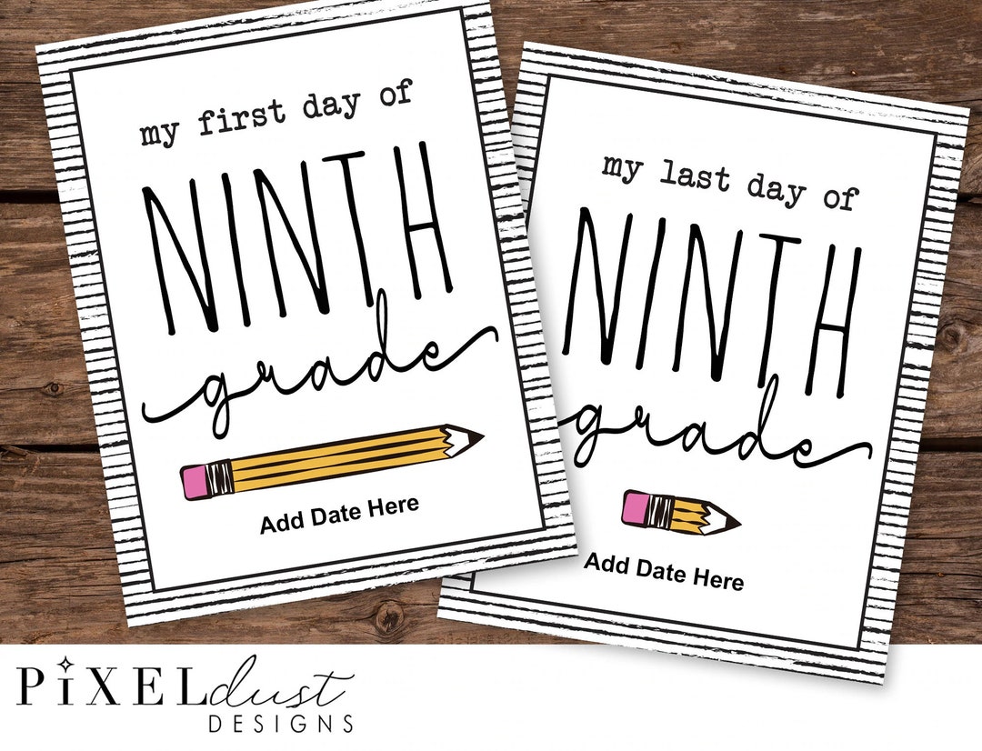 Printable First Day of School NINTH GRADE Sign, Back to School Editable ...