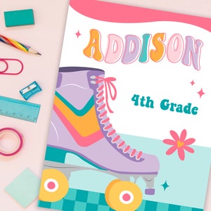 Personalized Monogram Retro Groovy Roller Skate Binder Covers ...