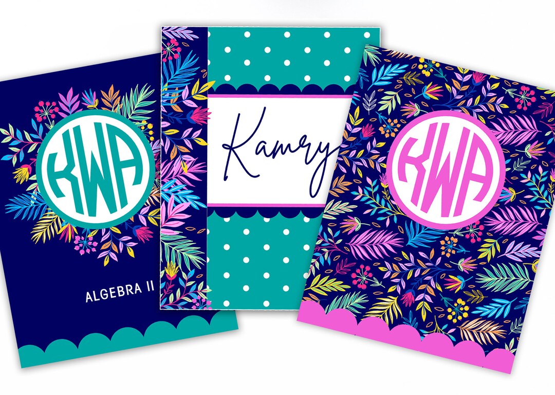 Personalized Monogram Floral Binder Cover Set, Printable File, Student ...