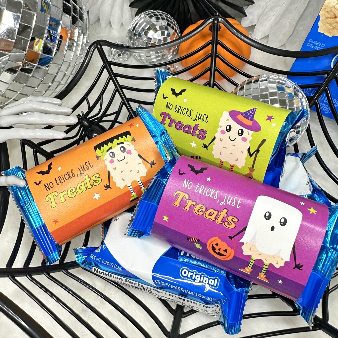 Rice Krispy Treat Halloween Wrappers, Treats Tags, No Tricks Just ...