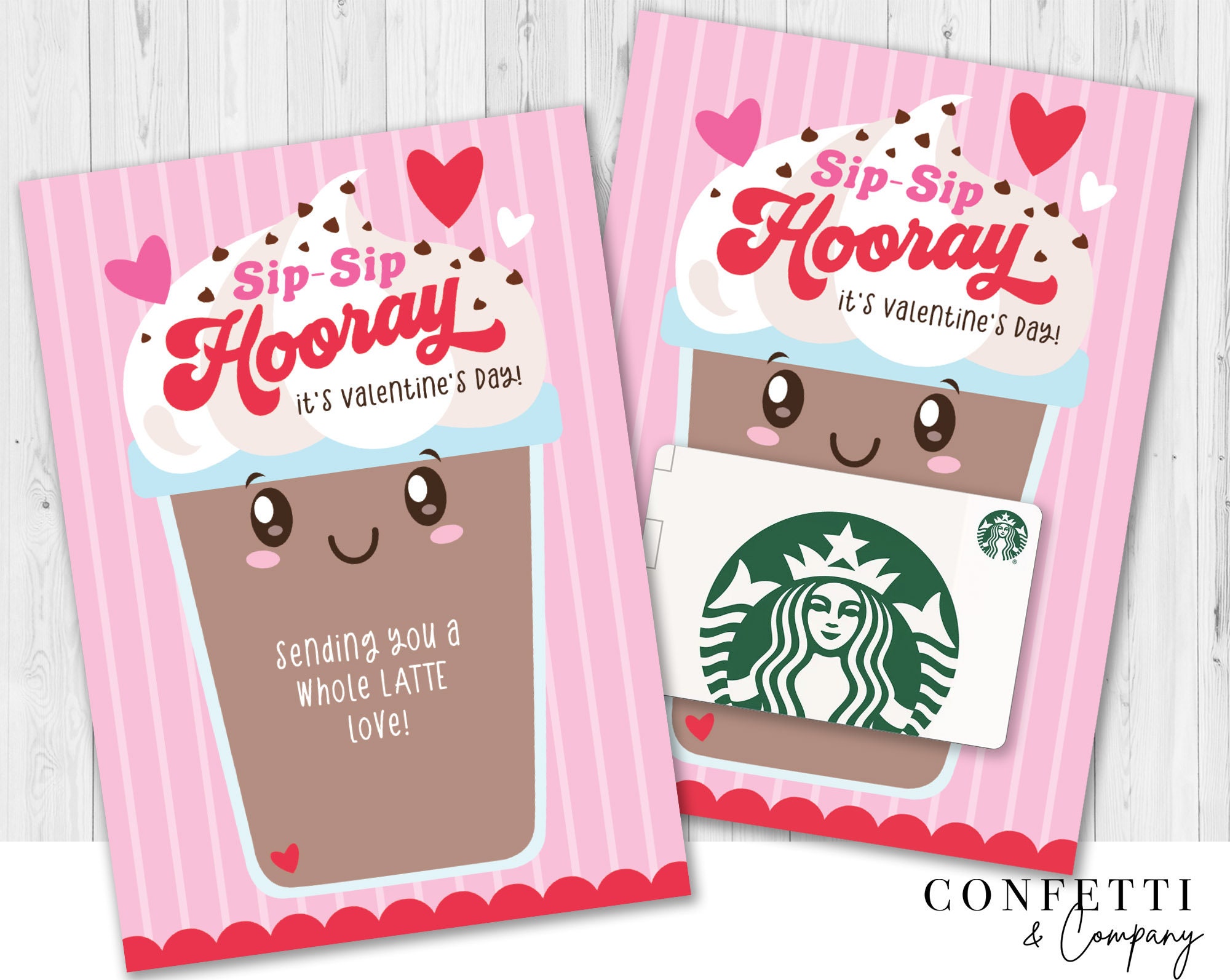 Cute Valentine Coffee Gift Card Holder, INSTANT DOWNLOAD Printable PDF ...