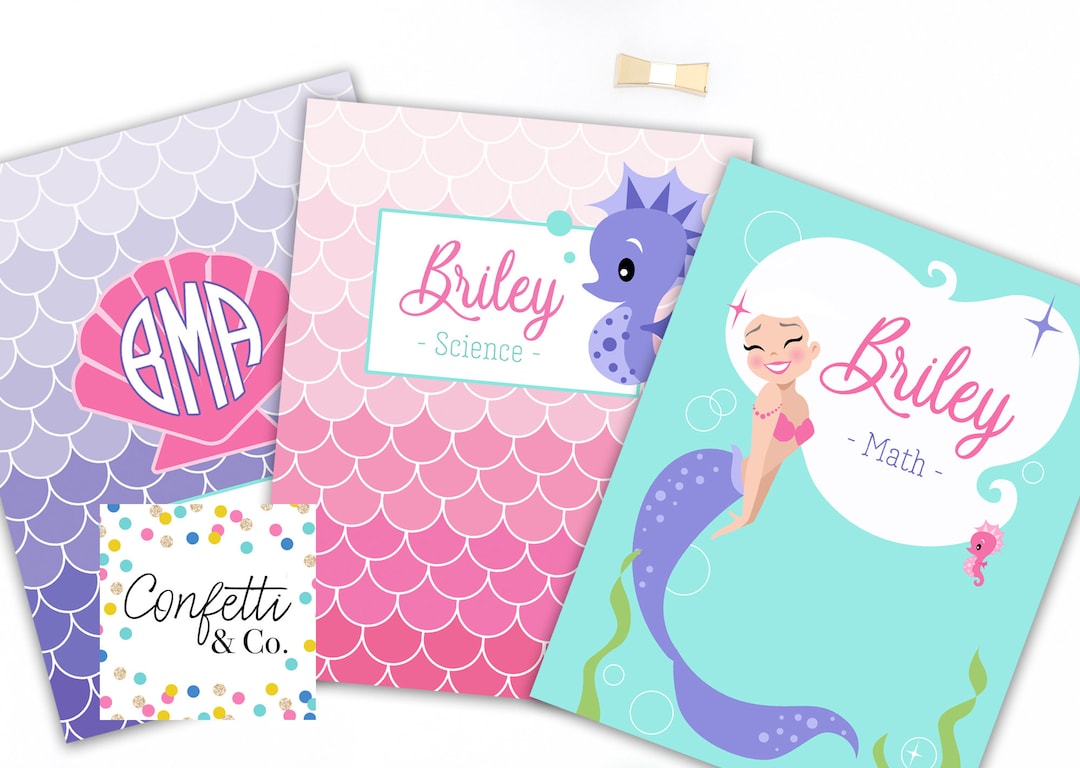 Personalized Mermaid Printable Binder Covers, Student Binder Cover Set ...