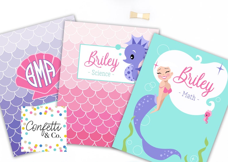 Personalized Mermaid Printable Binder Covers Student Binder | Etsy