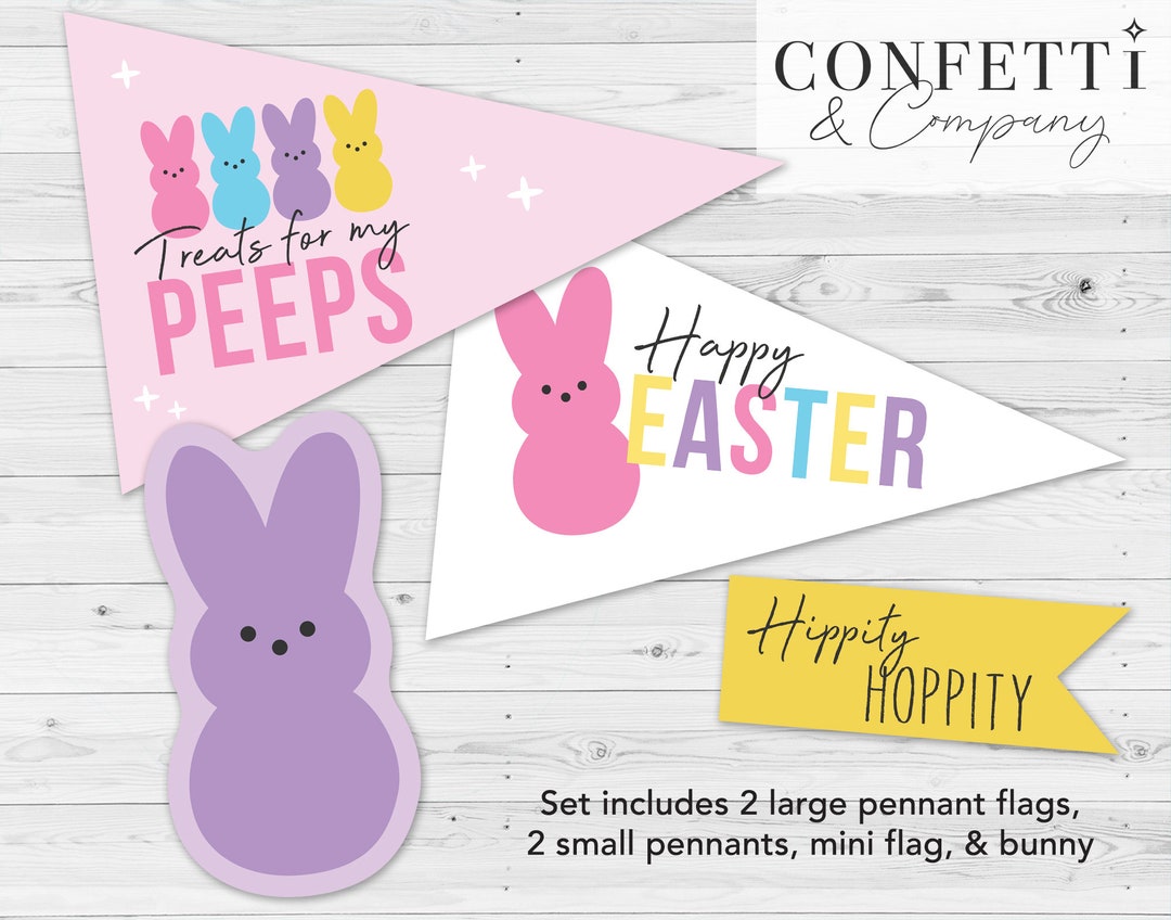 Printable PEEPS Easter Pennant Flag Set, Retro Easter Pennants, Kid's ...